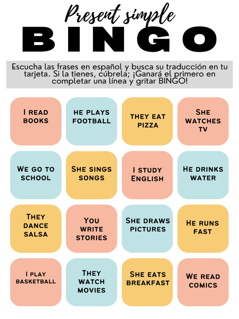 Bingo present simple | PDF