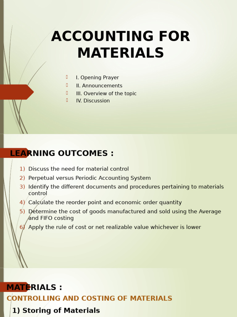 Materials Accounting and Control Guide | PDF | Cost Of Goods Sold ...
