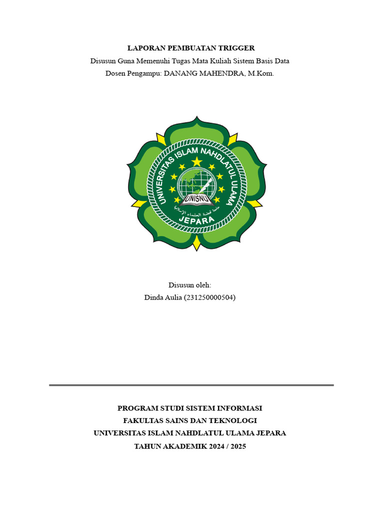 Laporan Trigger Basis Data | PDF