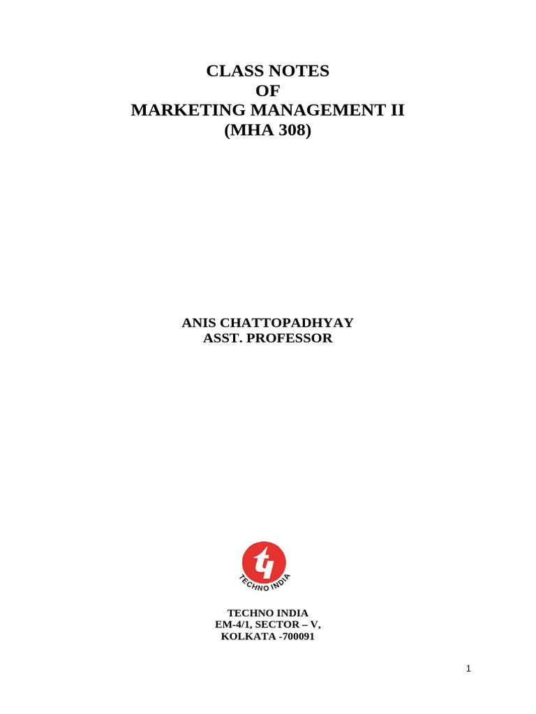 Marketing Management II Mha 308 | PDF | Marketing Research | Sampling ...