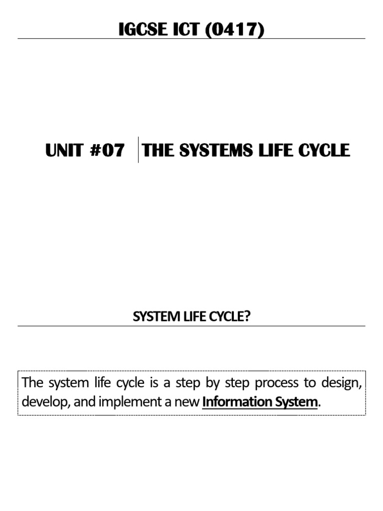 Understanding the Systems Life Cycle | PDF | Input/Output | Computer ...
