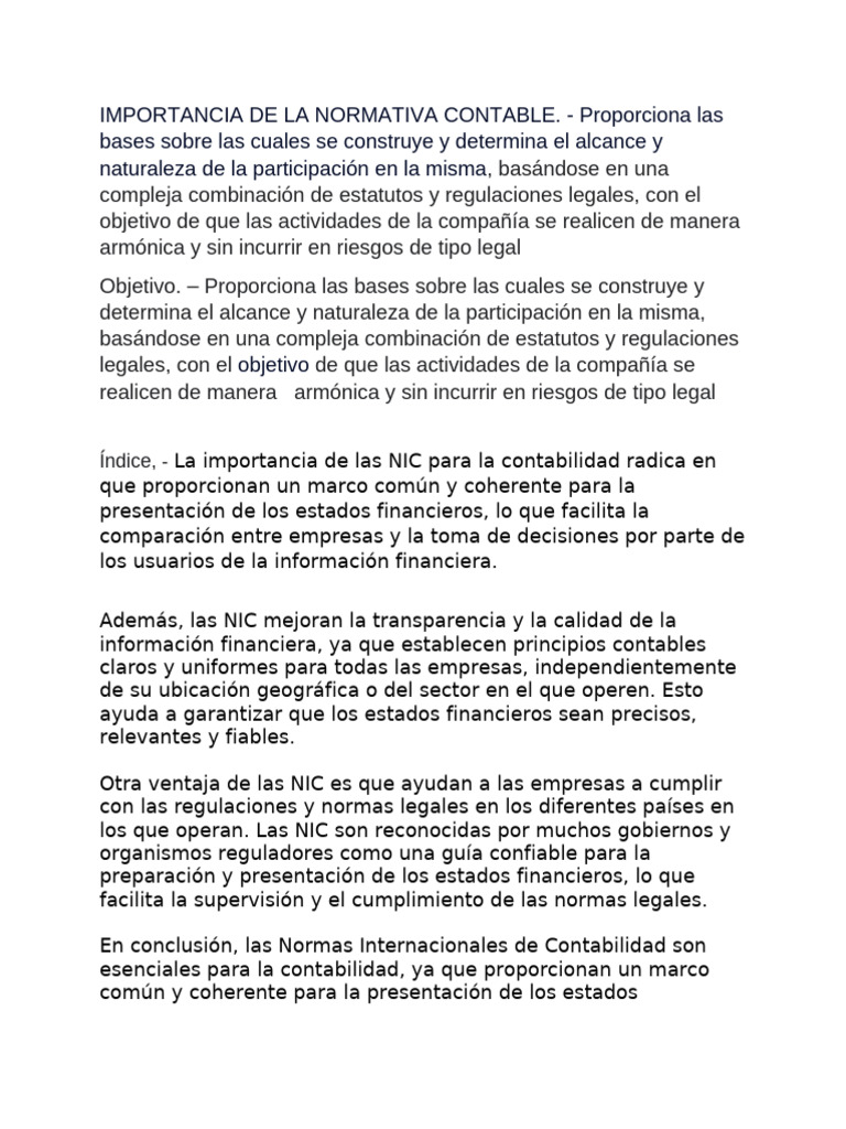 Importancia de La Normativa Contable | PDF