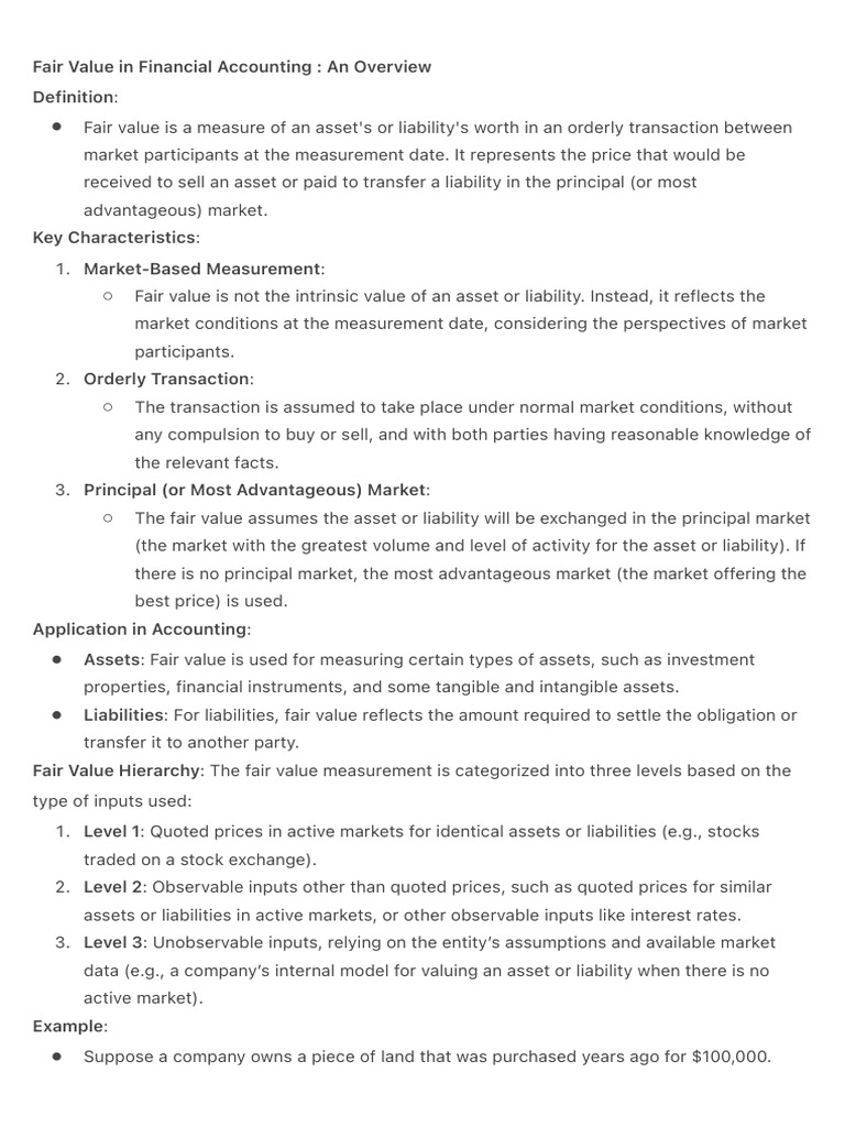 Fair Value in Financial Accounting Guide | PDF | Fair Value | Market ...