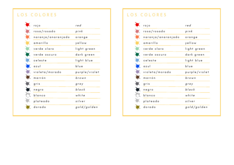 100 Colores en Inglés y Español | PDF