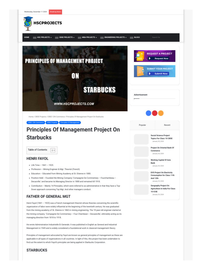 Starbucks Management Principles | PDF | Starbucks | Employment