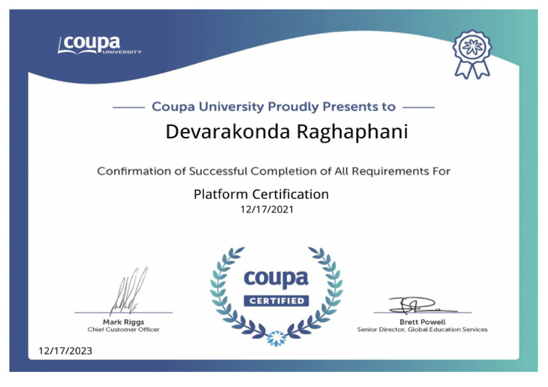 Certificate COUPA | PDF
