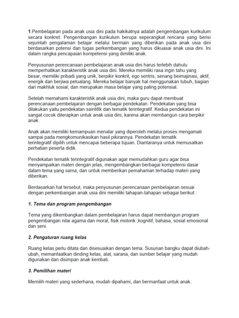 TUGAS 1 pengelolaan kegiatan pengembangan anak usia dini | PDF