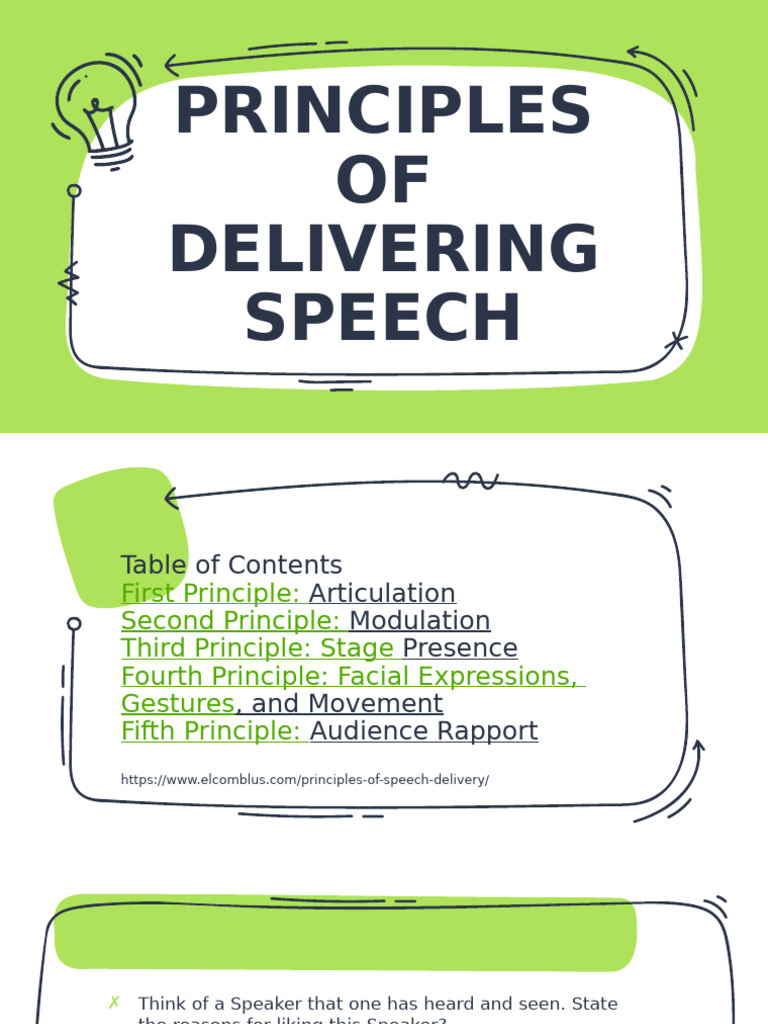 Principles of Delivering A Speech | PDF | Human Voice | Nonverbal ...