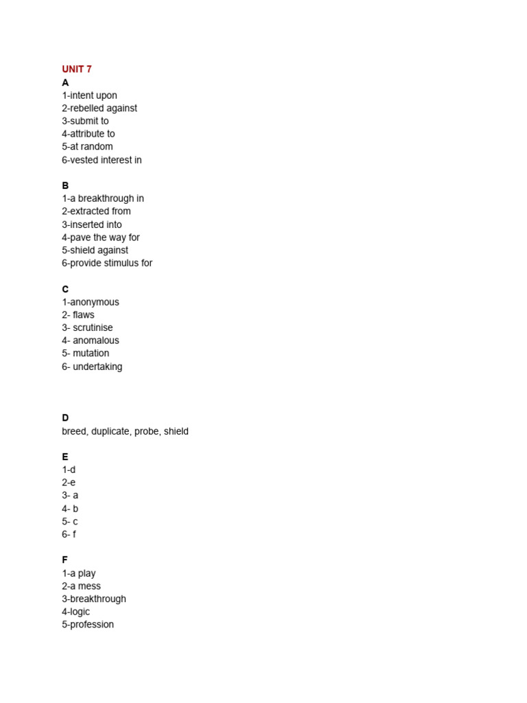 Unit 7 Voc Exercises | PDF