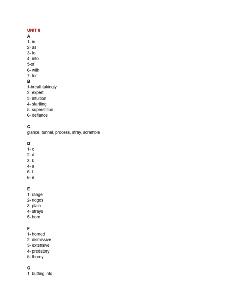 Unit 8 Voc Exercises | PDF