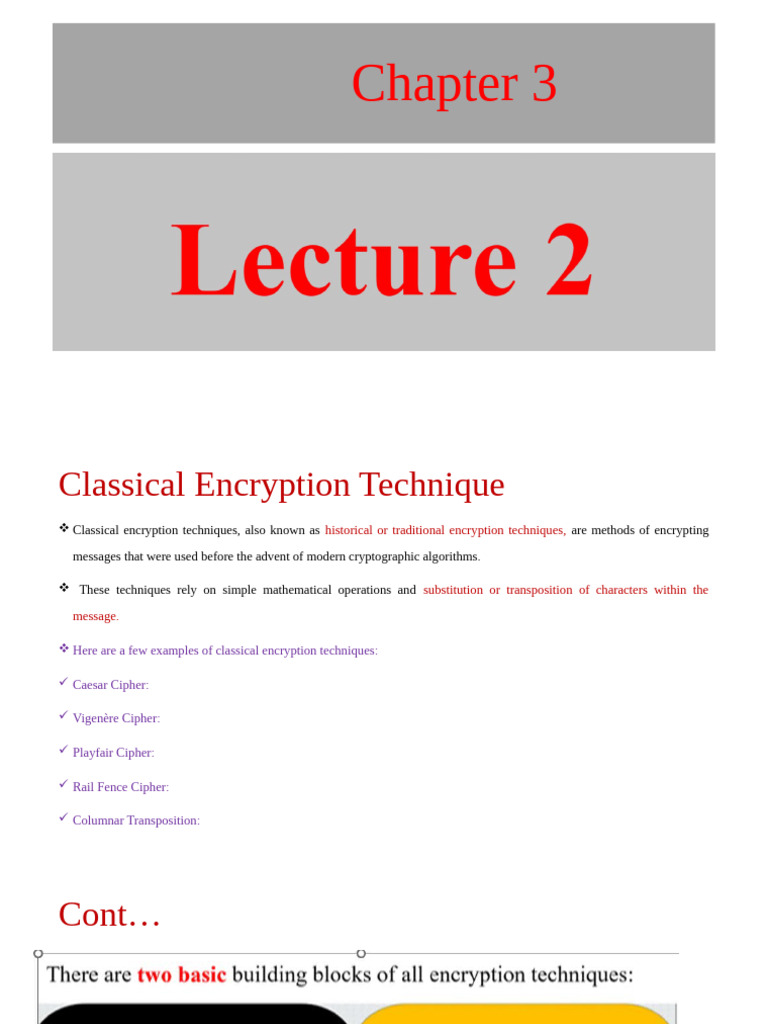 ch3 lect 2 Cryptography | PDF | Encryption | Cipher