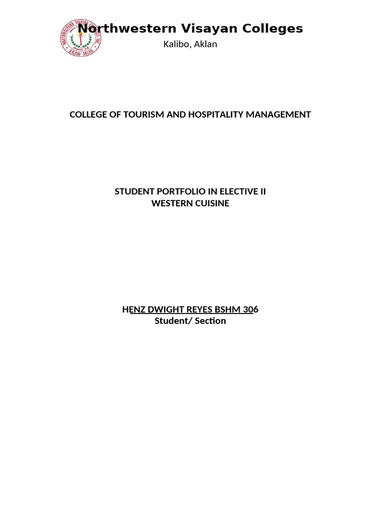 Student Culinary Portfolio | PDF