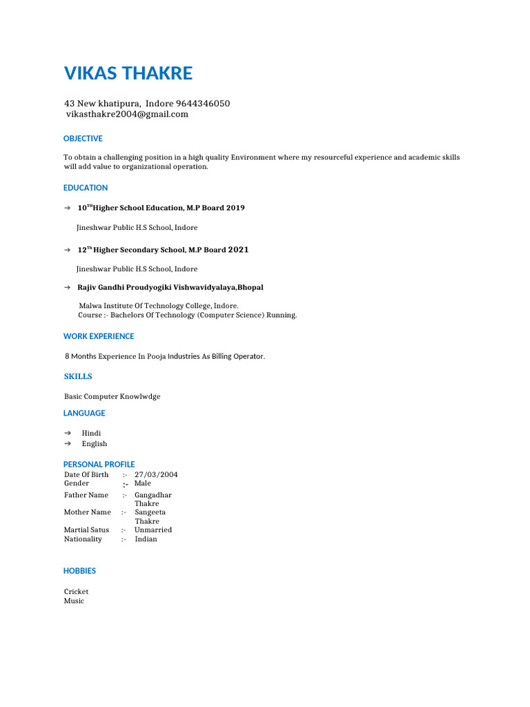 vikas resume | PDF