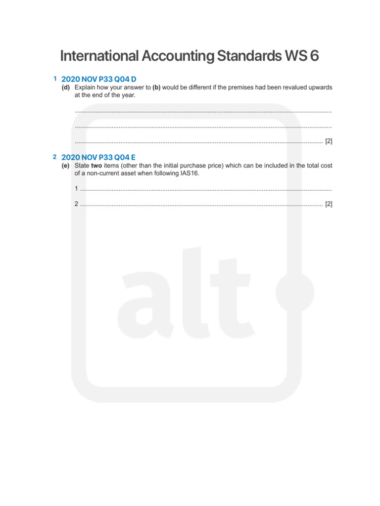 1-International Accounting Standards Worksheet 6 - A Level Accounting ...
