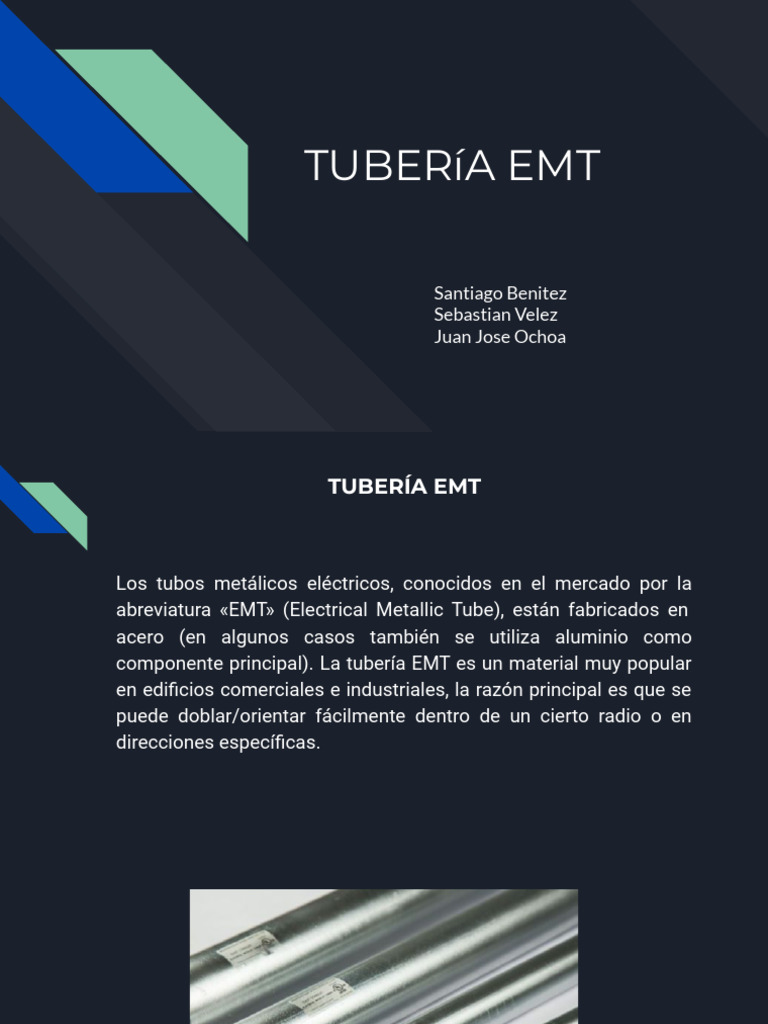 TUBERíA EMT | PDF | Tubería (transporte de fluidos) | Ingeniería de Edificación