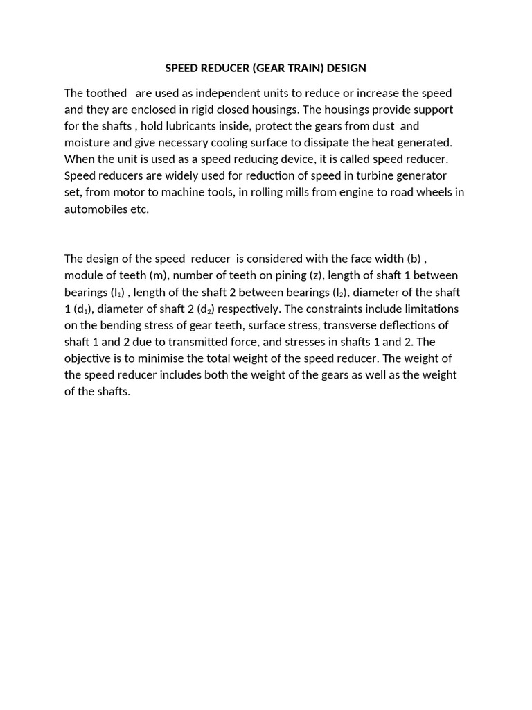 SPEED REDUCER DESIGN | PDF | Bearing (Mechanical) | Gear