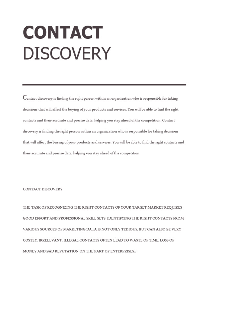 Effective Contact Discovery Strategies | PDF
