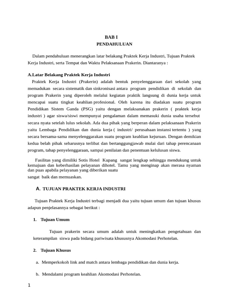 Prakerin di Sotis Hotel Kupang | PDF