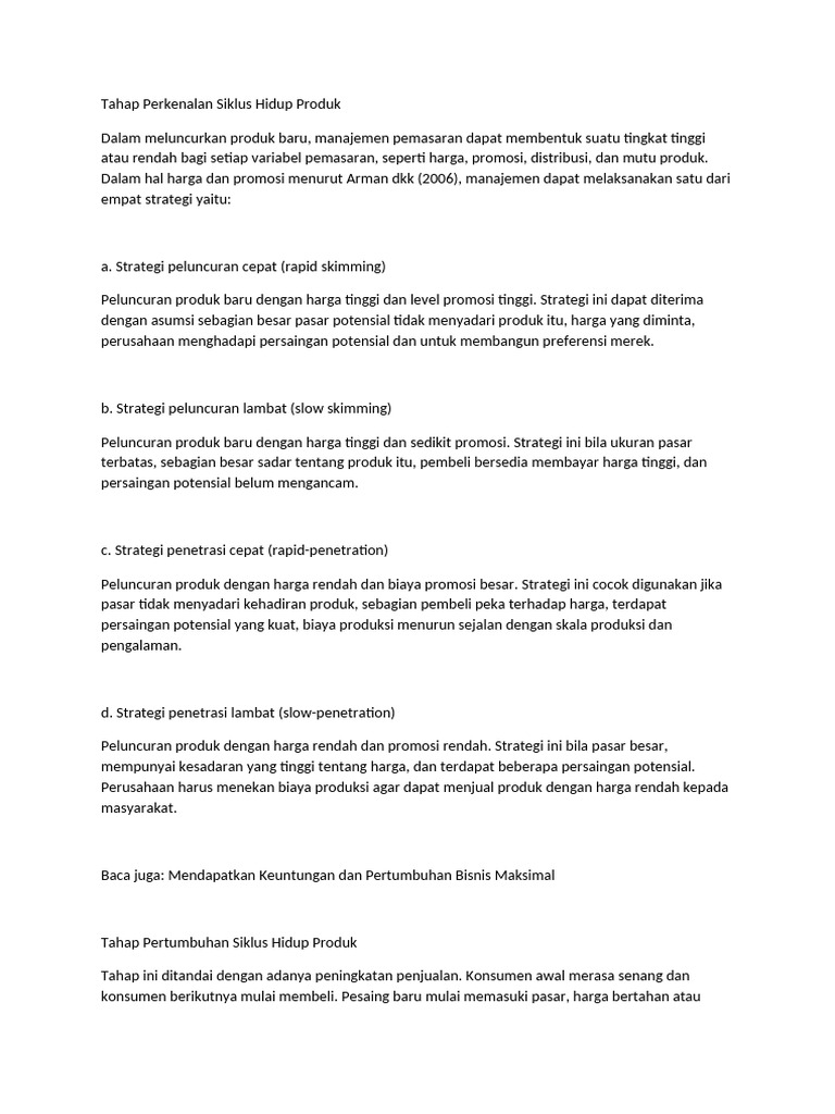 Tahap Perkenalan Siklus Hidup Produk | PDF