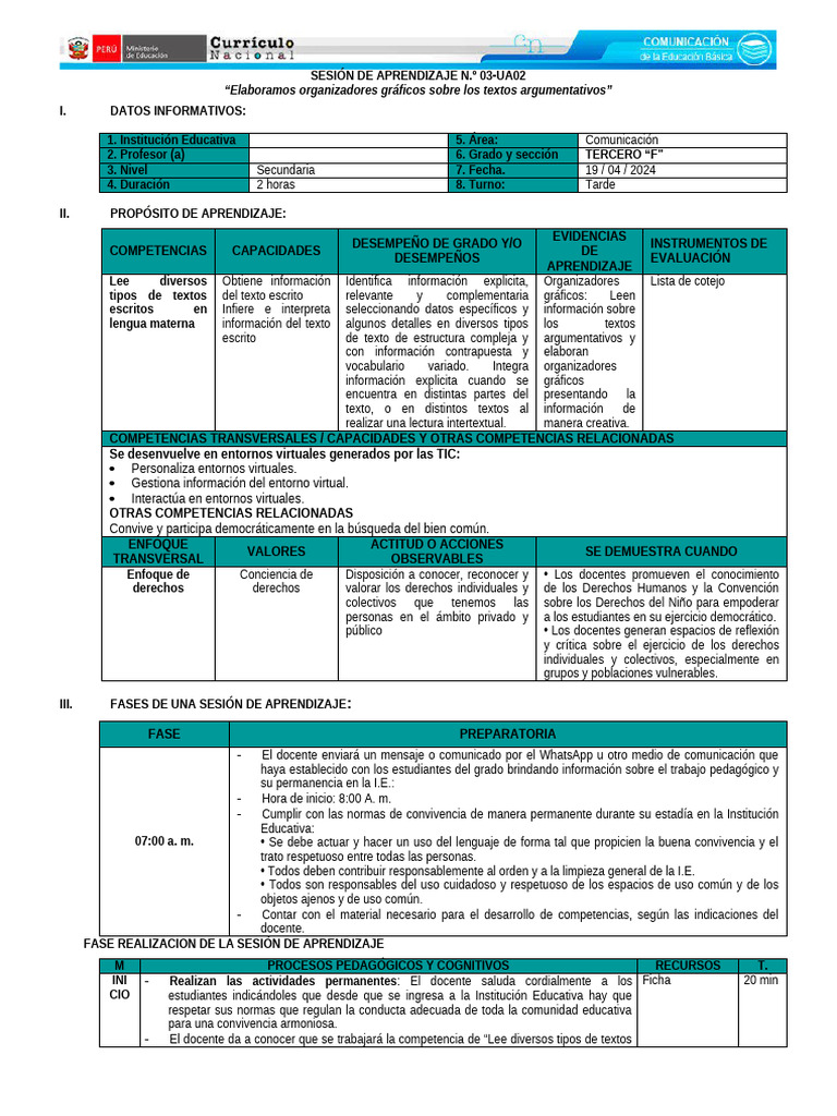 SA3 - Textos Argumentativos-3° | PDF | Aprendizaje | Evaluación