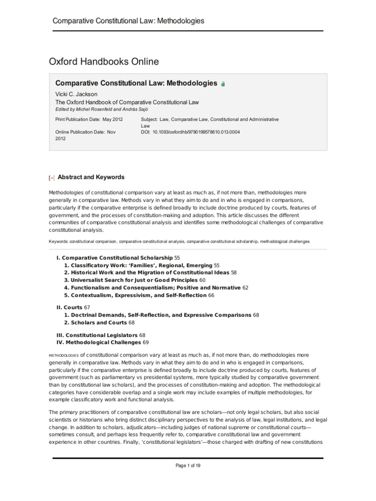 Vicki C. Jackson, Comparative Constitutional Law - Methodologies | PDF