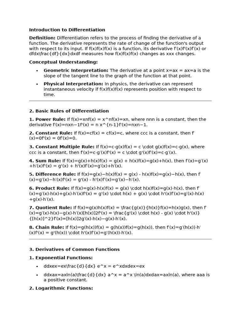 Introduction To Differentiation | PDF | Derivative | Trigonometric ...