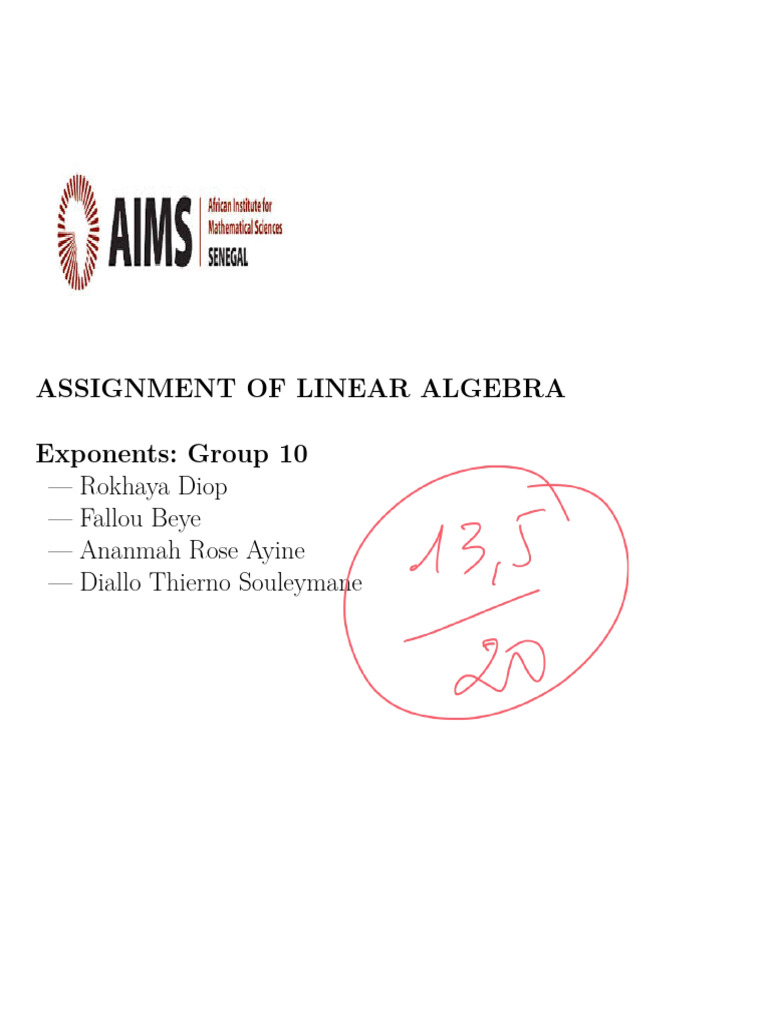 Groupe - 10 - Linear Algebra-Assignment 2 | PDF | Eigenvalues And Eigenvectors | Determinant