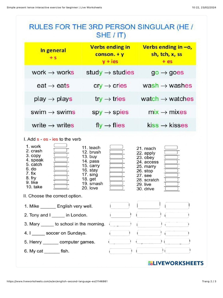 Interactive Simple Present Exercises | PDF