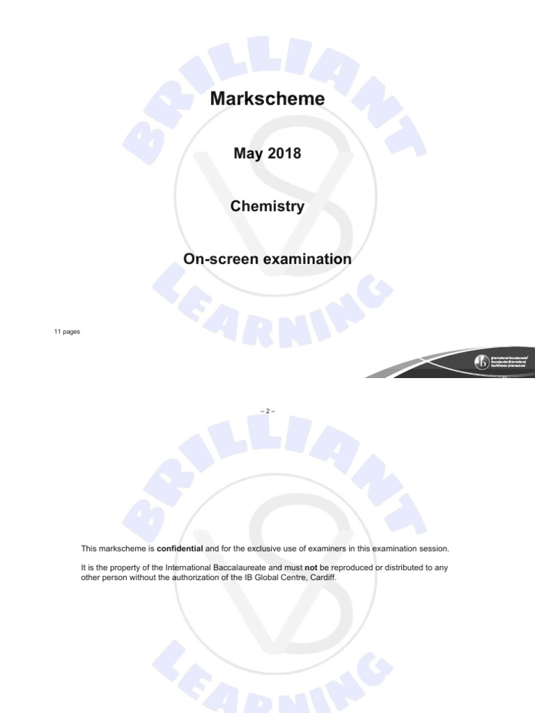 2018 May Chemistry Eassessment Markscheme | PDF | Magnesium | Solubility