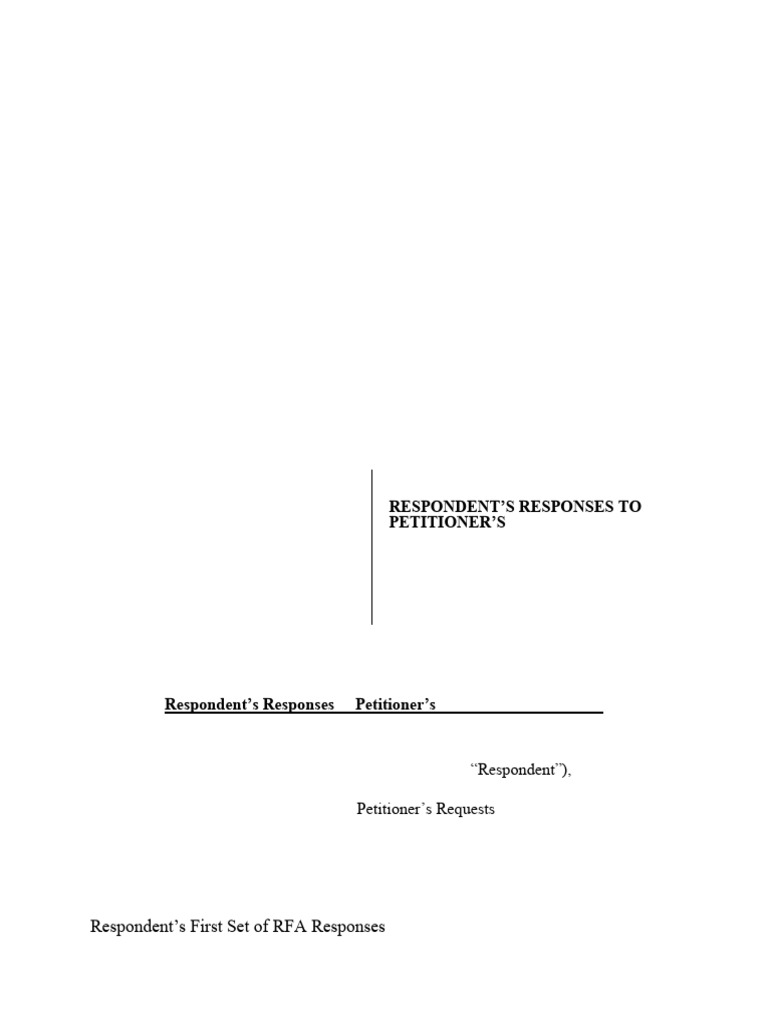 Respondent's RFA Responses-11.5.24 | PDF | Knowledge | Witness