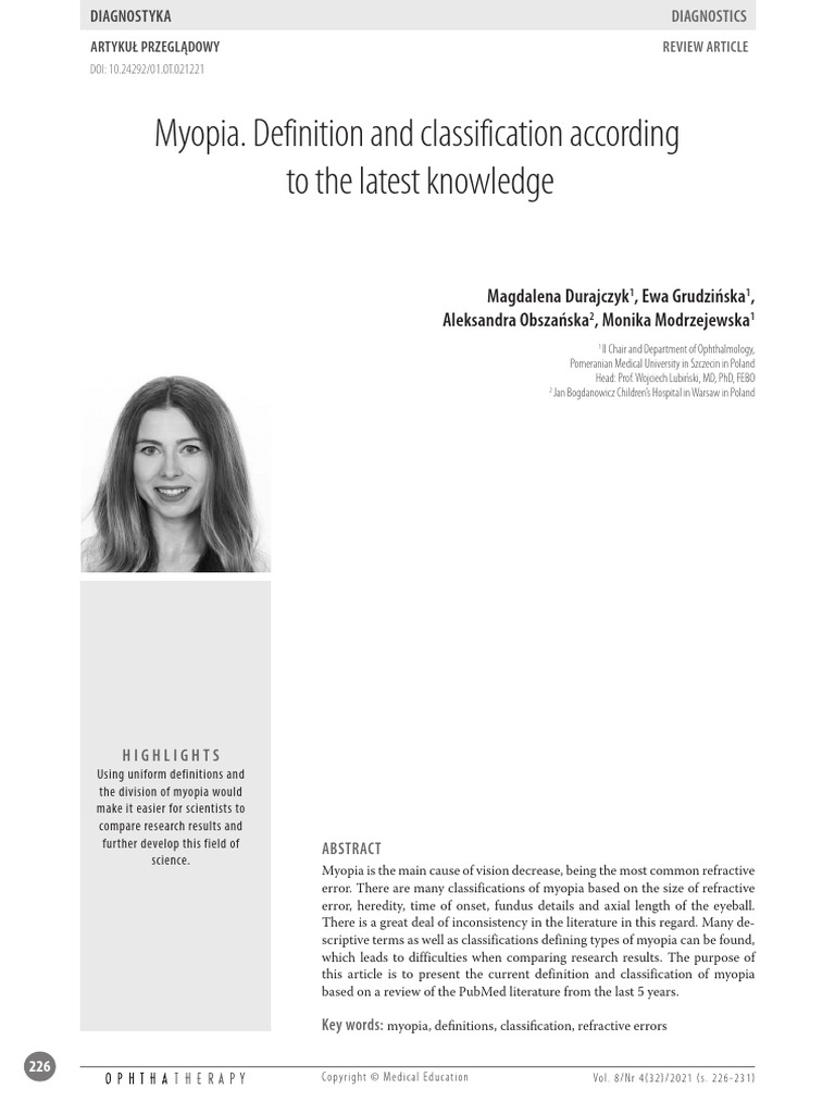 Myopia Definition and Classificatio | PDF | Myopia | Human Eye