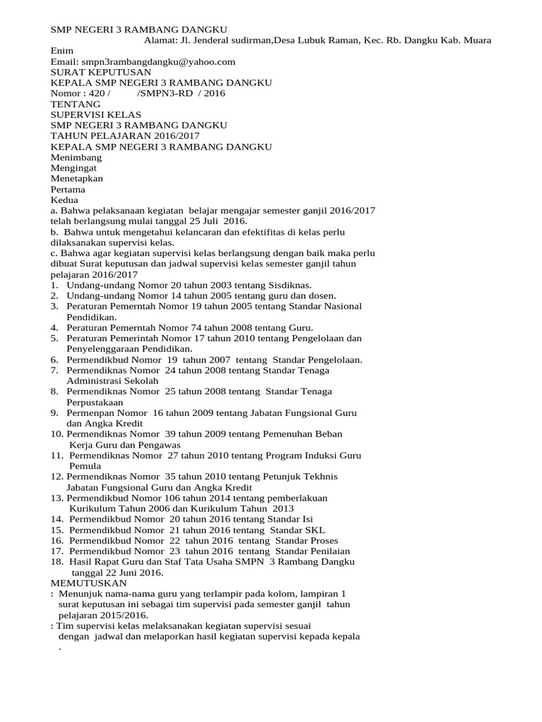 SK Supervisi 20242025 | PDF