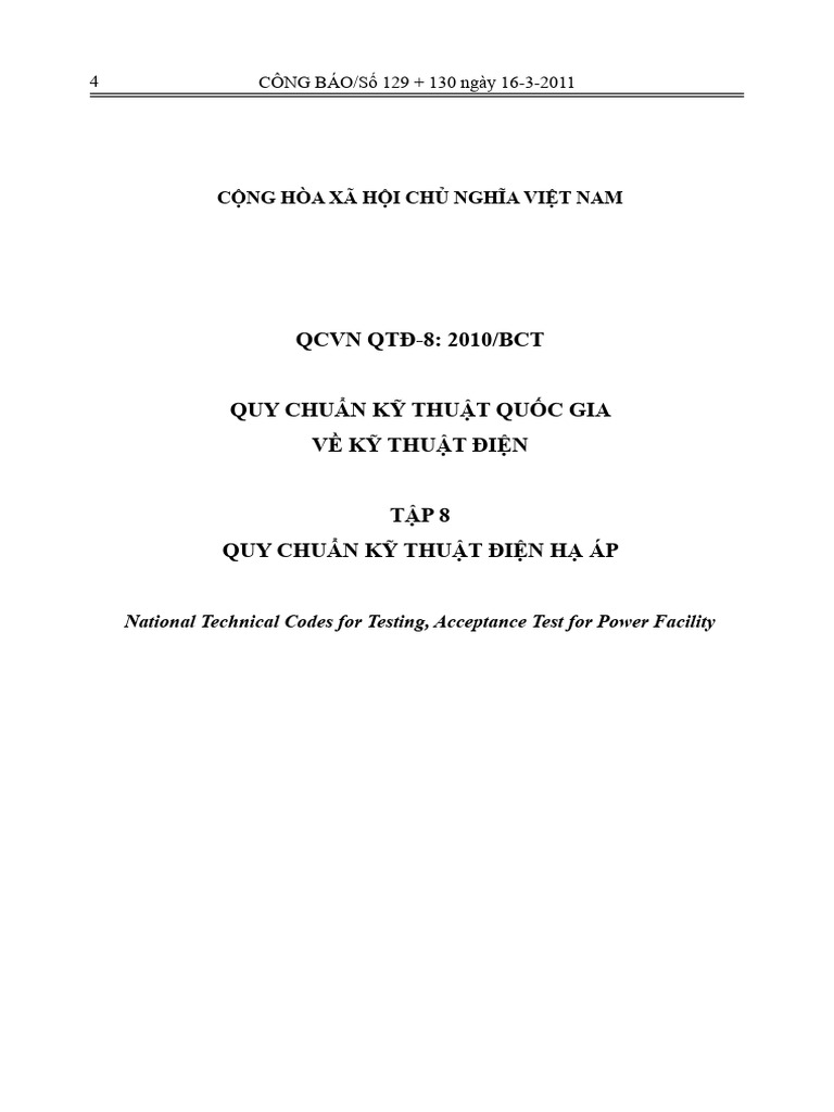 8.Qcvn QTD 08-2010-Bct-qcktqg QCKT Dien Ha AP (Quy Pham Tbd-8) | PDF