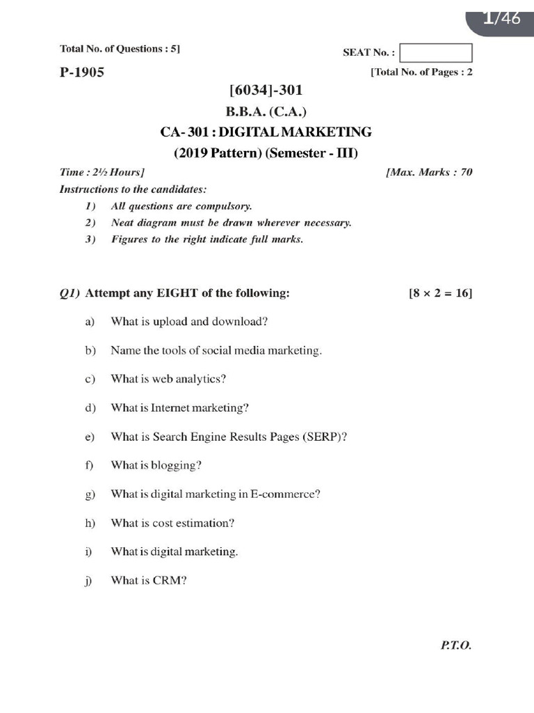 Question Paper PDF 3 Sem3 | PDF