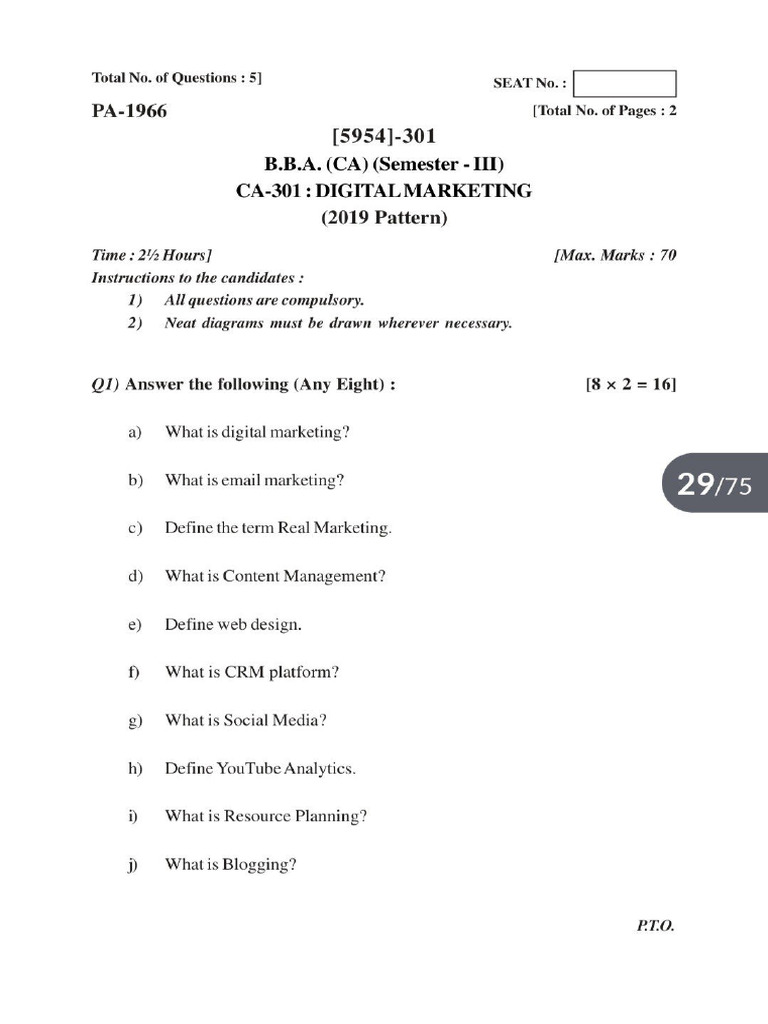 Question Paper PDF 1 Sem3 | PDF