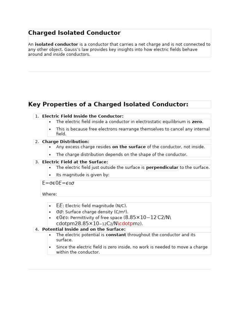 Charged Isolated Conductor | PDF