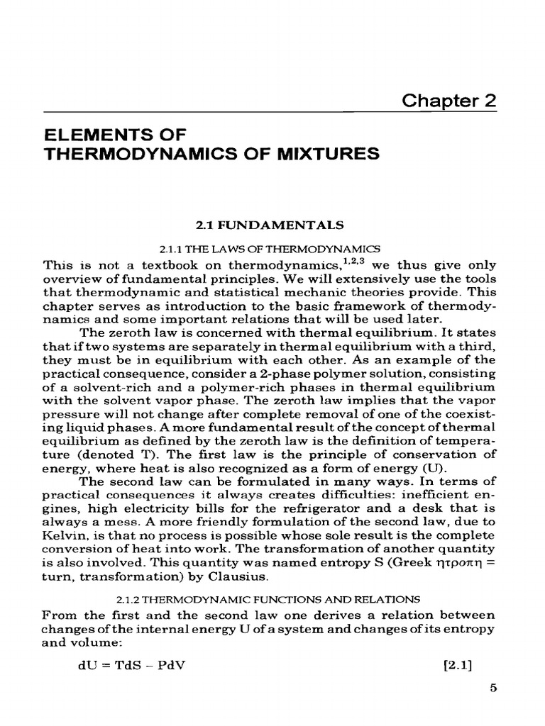 Elements of Thermodynamics of Mixtures | PDF