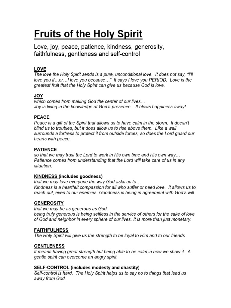 CCD Gifts and Fruits of The Holy Spirit | PDF | Love | Wisdom