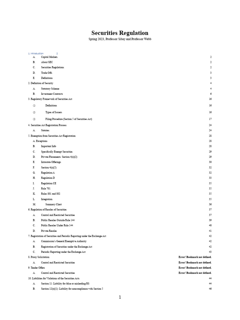 Securities Regulation Overview 2023 | PDF | Securities (Finance ...