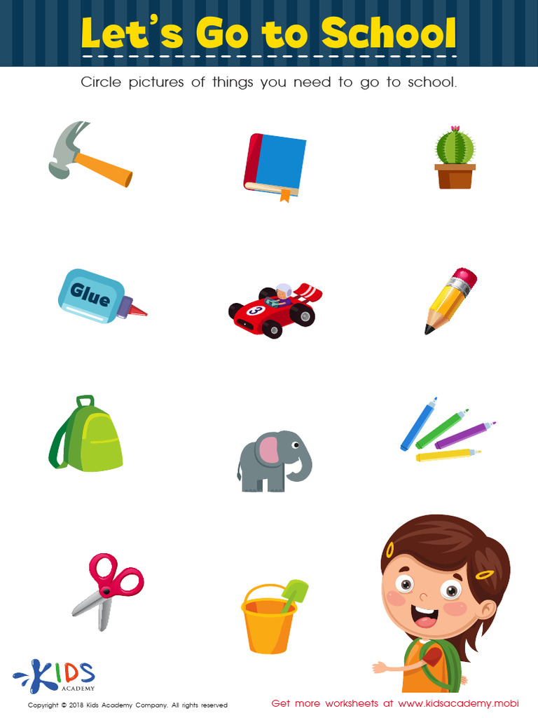Kindergarten Lets Go To School Worksheet | PDF