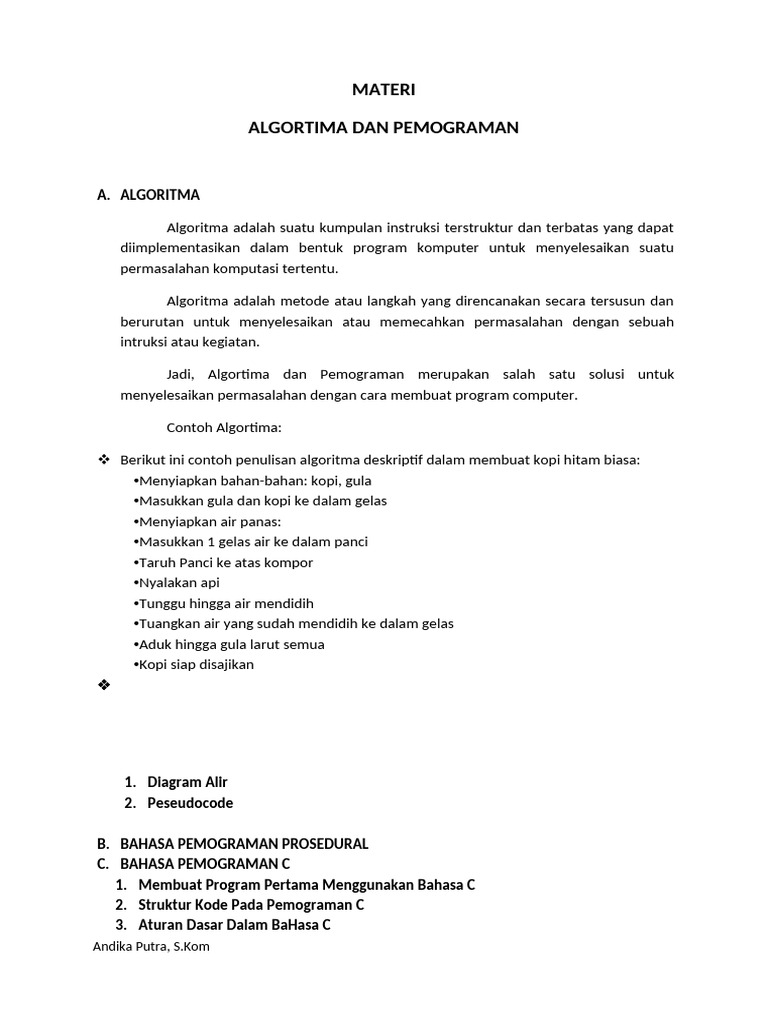 Algoritma dan Pemrograman C | PDF