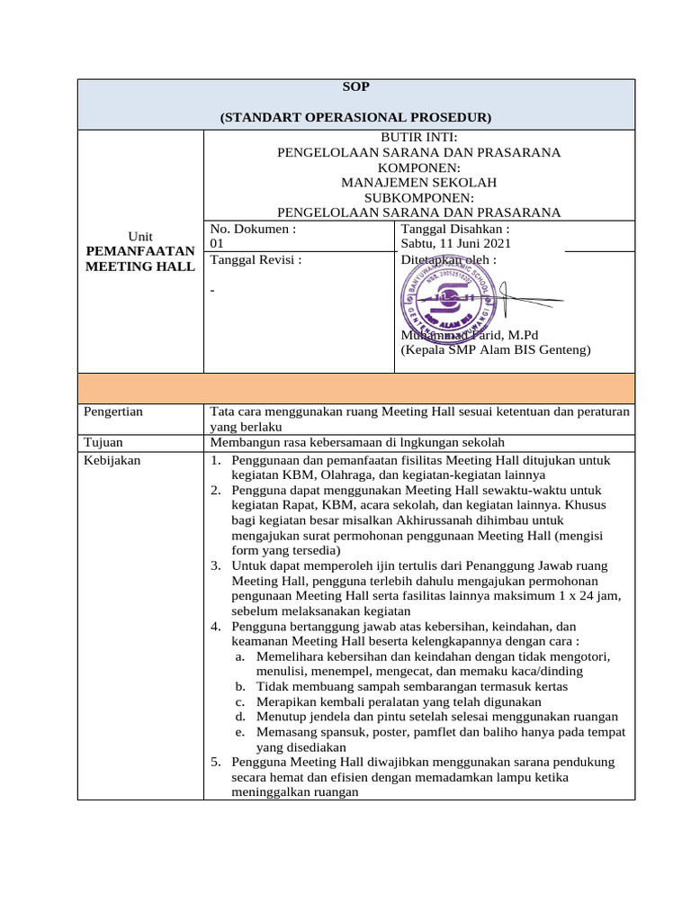 SOP Meeting Hall | PDF