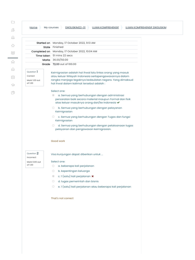 Ujian Komprehensif Keimigrasian Kemenkumham | PDF