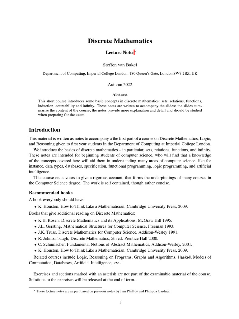 Discrete Mathematics Lecture Notes | PDF | Mathematical Proof | Set ...