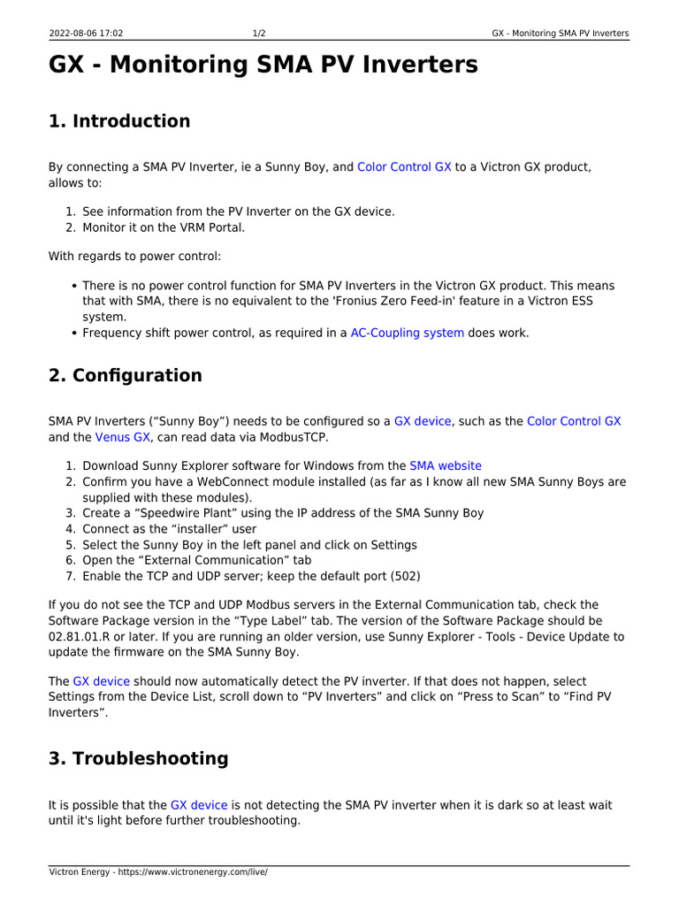 gx-monitoring-sma-pv-inverters-1 | PDF | Transmission Control Protocol ...