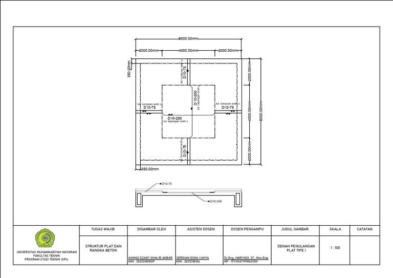 Denah Penulangan Plat I | PDF