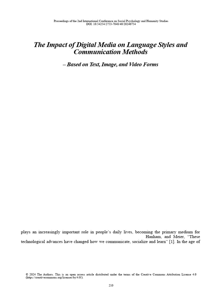 The Impact of Digital Media On Language Styles and | PDF ...