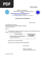 Tesda Letter of Intent | PDF | Educational Stages | Vocational Education