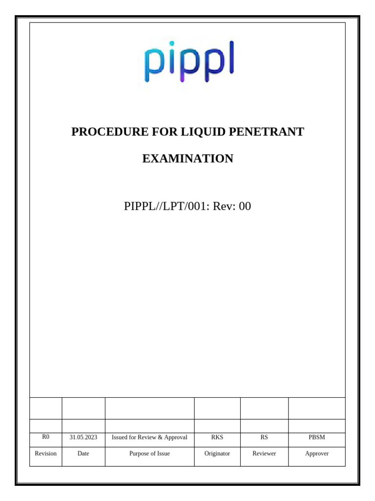 Lpt Procedure | PDF | Materials | Mechanical Engineering