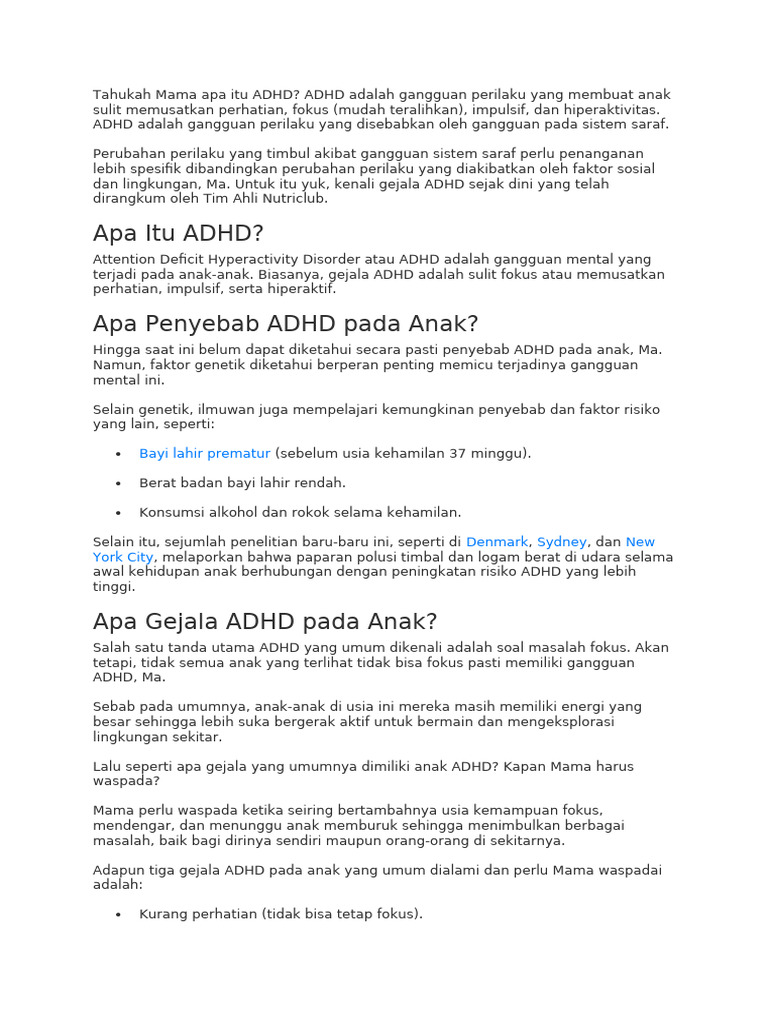 apa itu ADHD | PDF